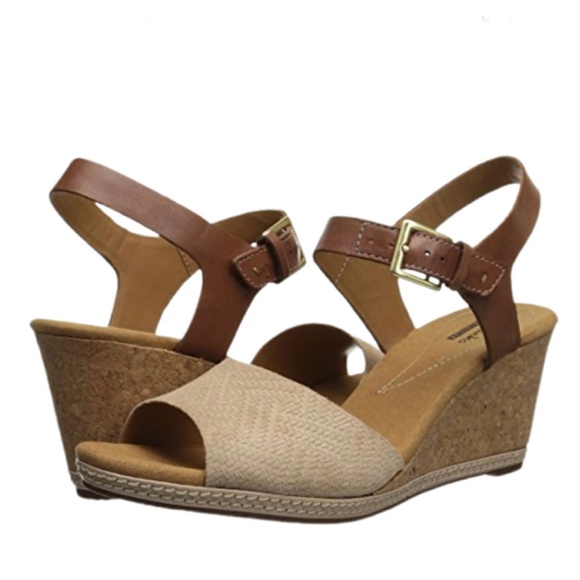 Clarks | Shoes | Clarks Helio Jet Wedge Sandal Twotone | Poshmark